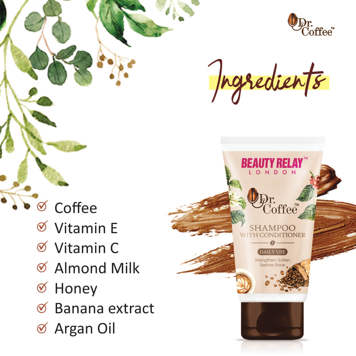 Dr. Coffee Shampoo with Conditioner with Vitamin-E, Vitamin-C, Honey ...